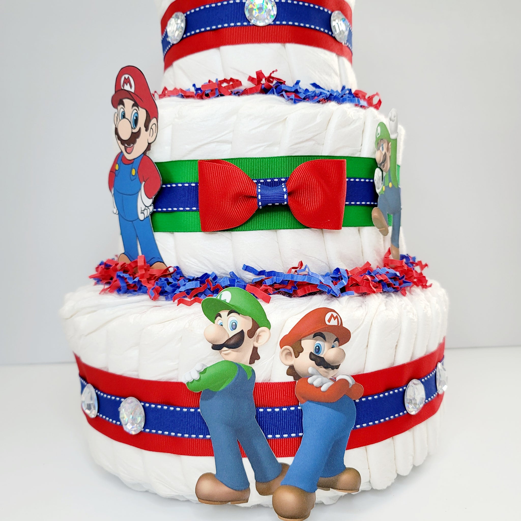 Gamer Mario and Luigi Baby Shower Diaper Cake